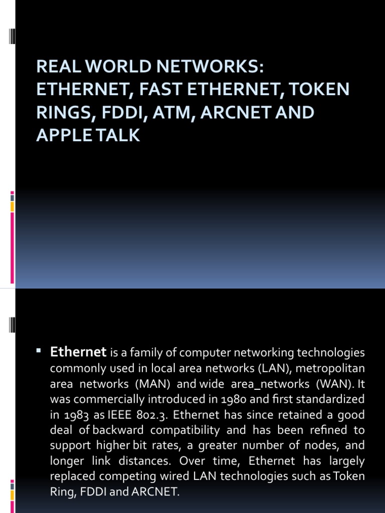 Real World Networks: Ethernet, Fast Ethernet, Token Rings, Fddi, Atm ...
