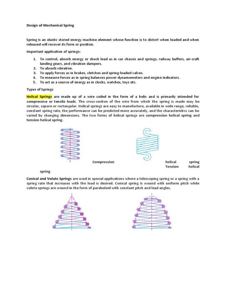 Design of Mechanical Spring | PDF | Helix | Gear