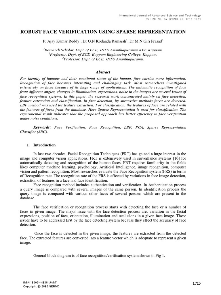 Robust Face Verification Using Sparse Representation | PDF | Computer Vision | Vector Space