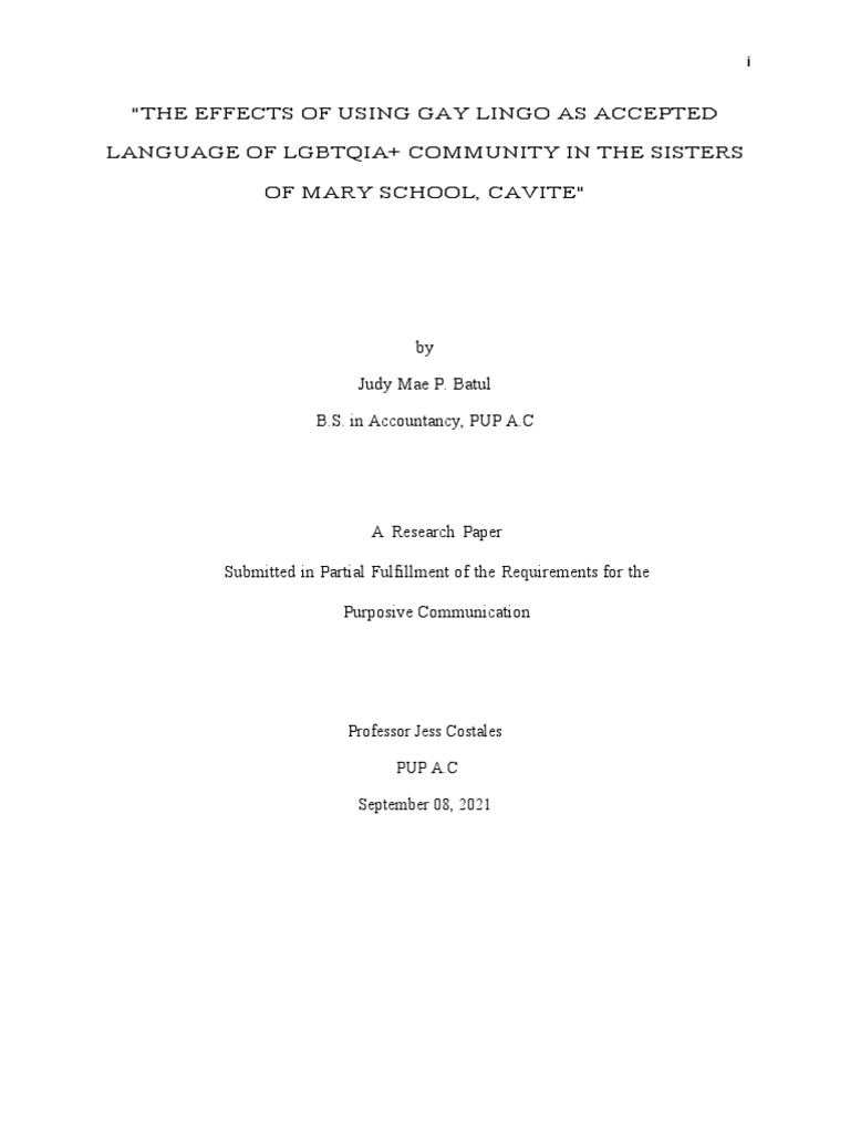 Impact of Gay Lingo in LGBTQIA+ Communication | PDF | Jargon ...