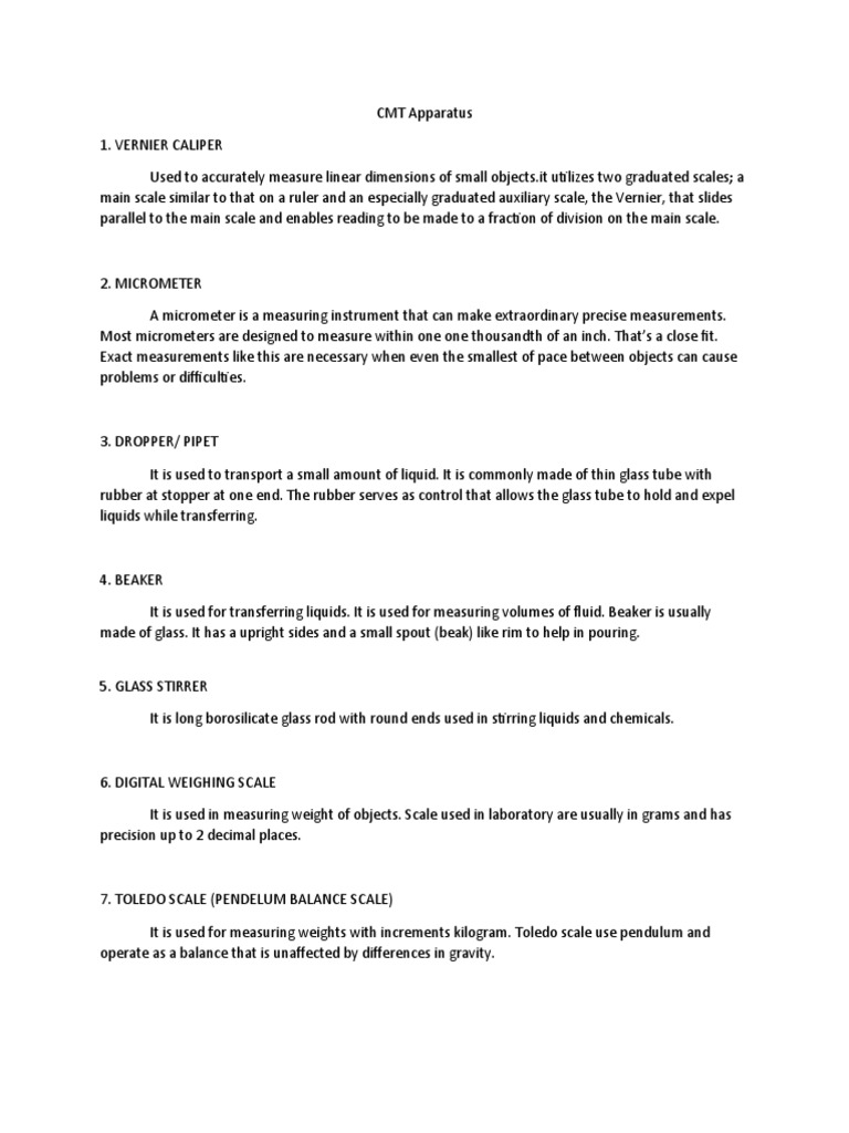 CMT Laboratory Apparatus Overview | PDF | Technology & Engineering
