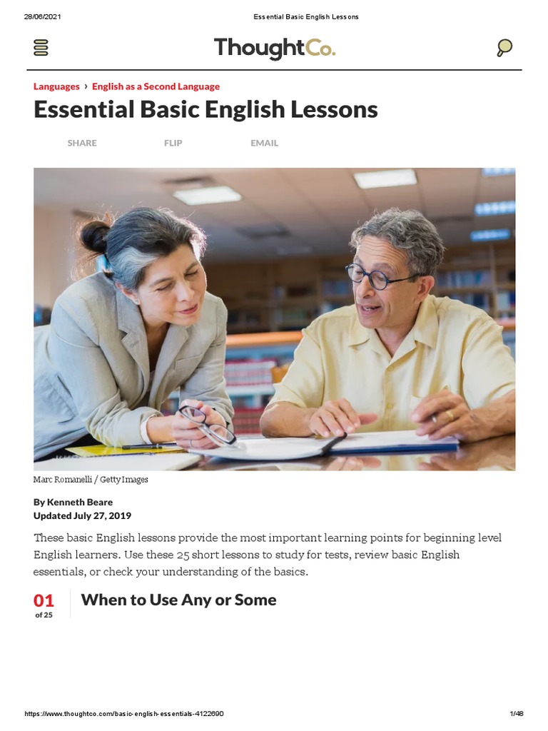 Essential Basic English Lessons | PDF | Noun | Verb