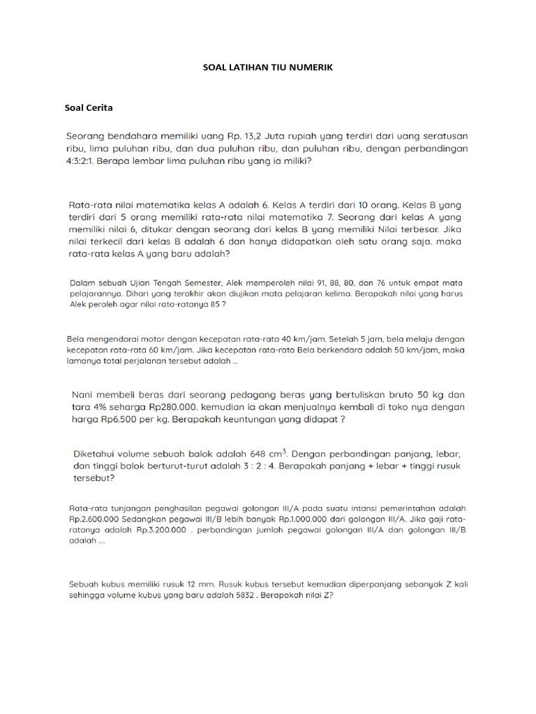 Soal Latihan Tiu Numerik | PDF