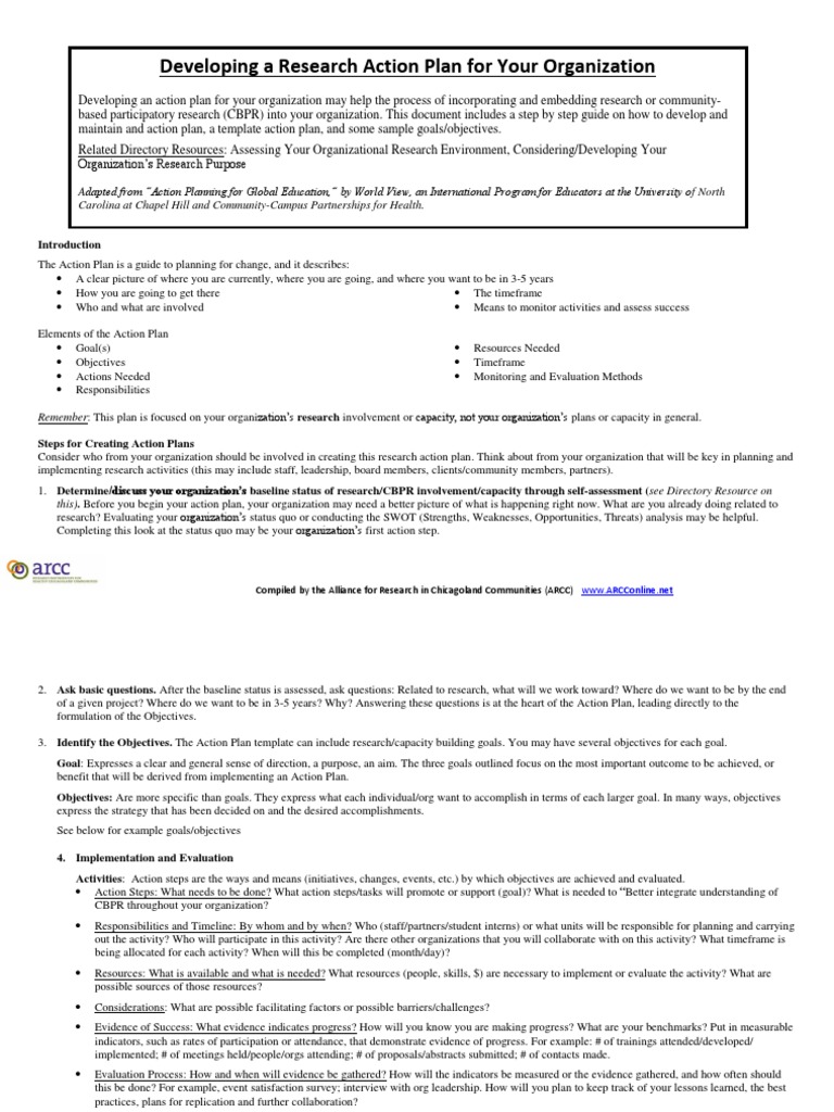 Research Action Plan Development Guide | PDF | Goal | Business