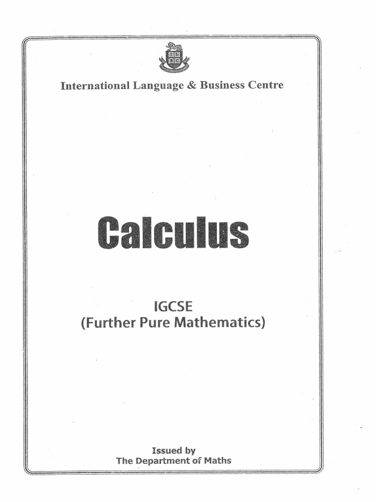 Calculus IGCSE (Further Pure Mathematics) | PDF
