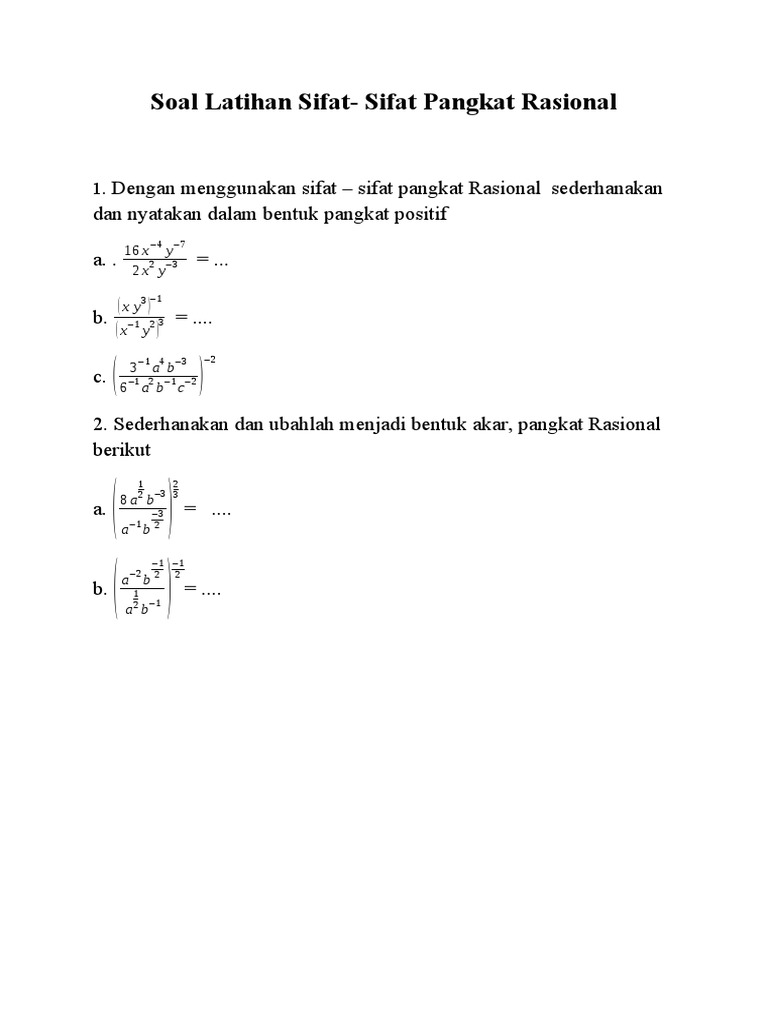 Soal Latihan Pangkat Rasional | PDF