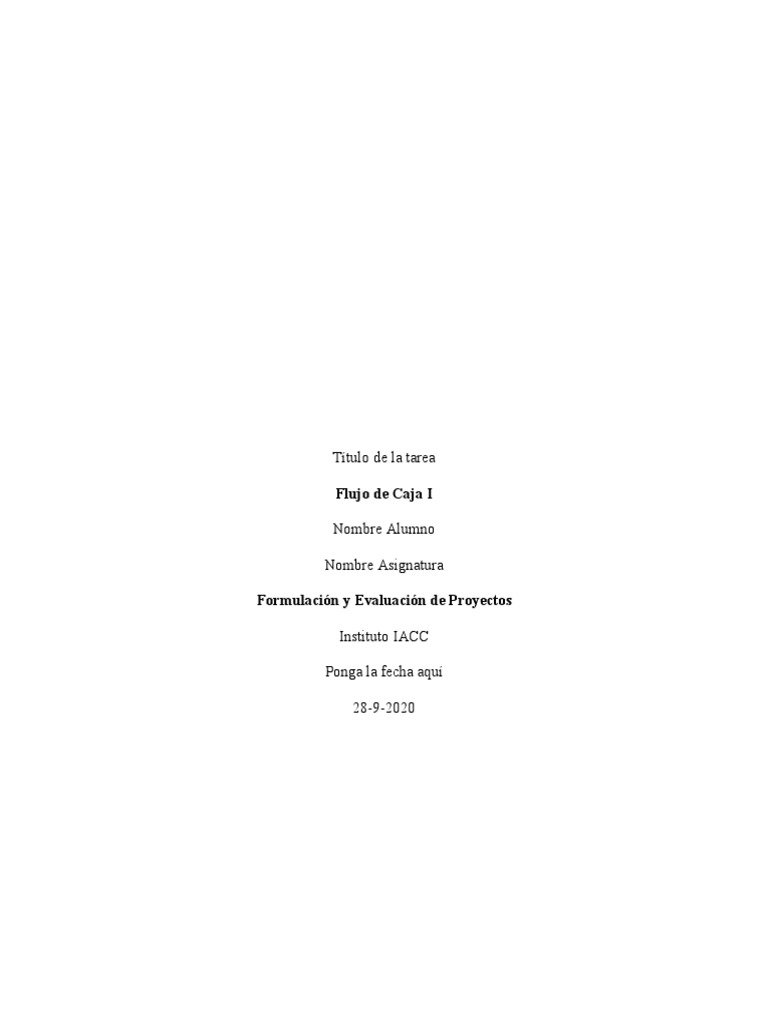 Tarea 6 Form y Eval de Proyecto | PDF | Flujo de efectivo ... Tarea 6 Form y Eval de Proyecto | PDF | Flujo de efectivo ...