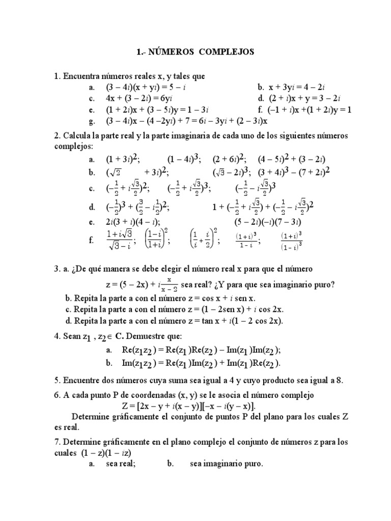 Numeros Complejos | PDF | Número complejo | Álgebra