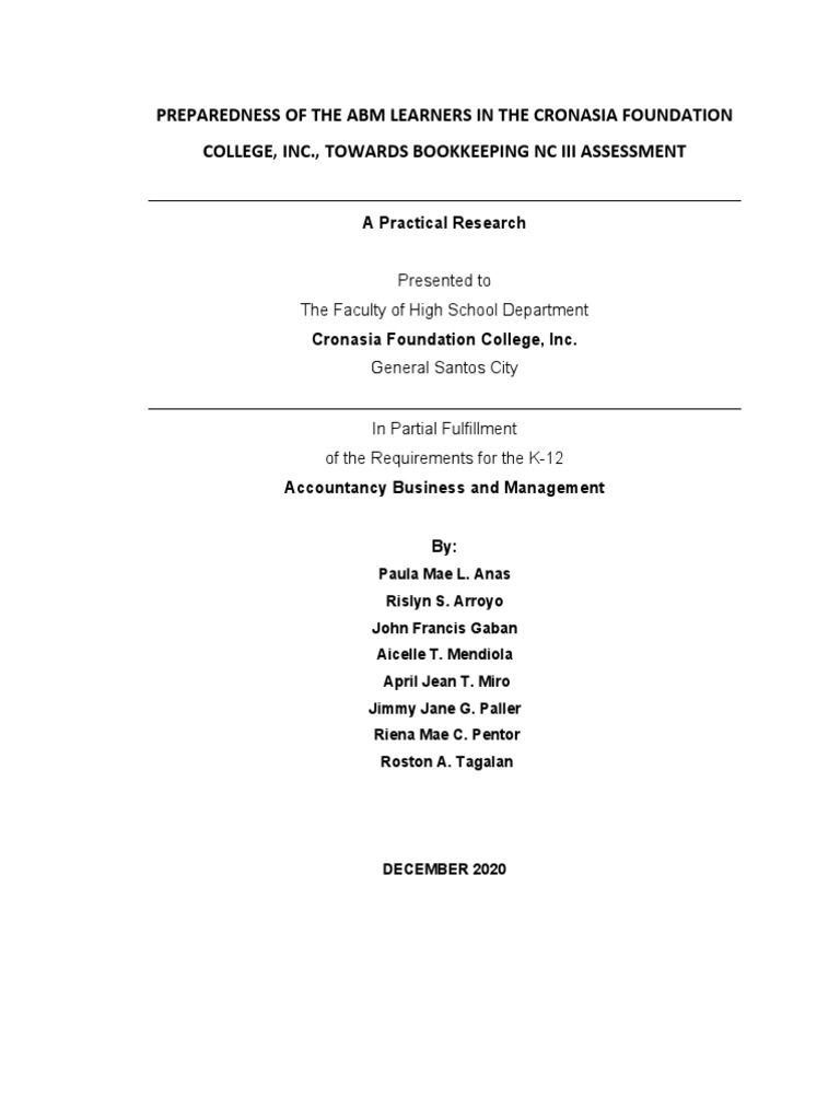 ABM Learners' Readiness for Bookkeeping | PDF | Learning | Educational ...