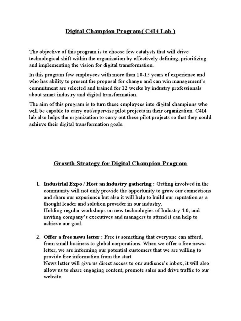 Growth Strategy For Digital Champion Program | Download Free PDF ...
