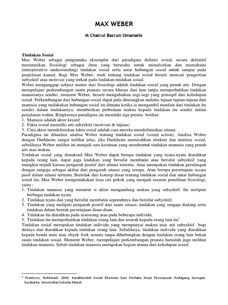 Tindakan Sosial dalam Teori Max Weber | PDF