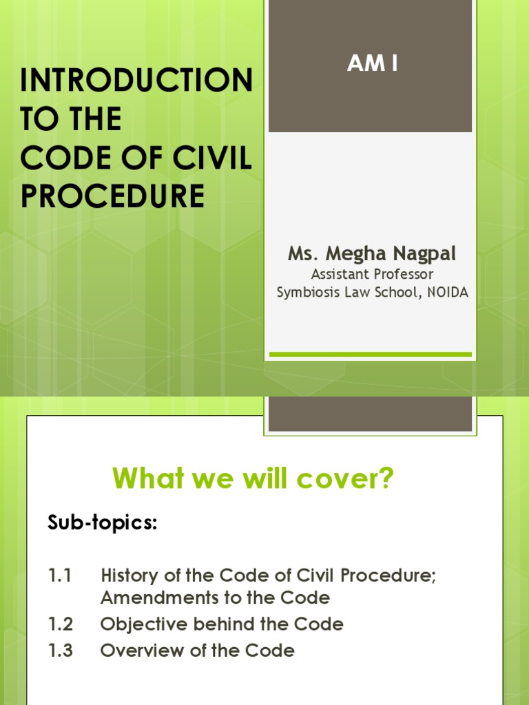AM I - Introduction To Civil Procedure Code | PDF | Constitutional Law ...