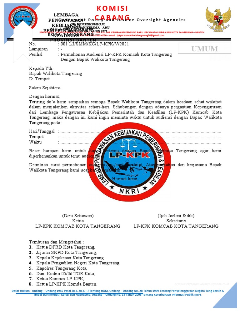 Surat Permohonan Audiensi Dengan Walikota | PDF