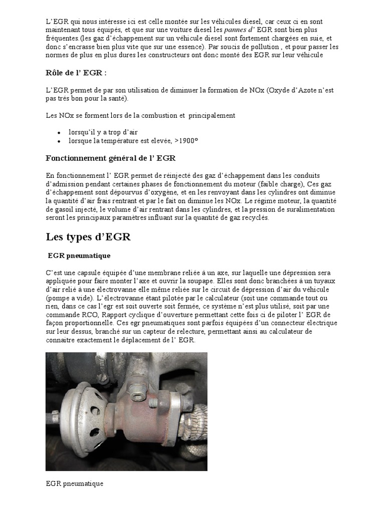 Les Types d'EGR: Rôle de L' EGR | PDF | Moteur diesel | Moteurs