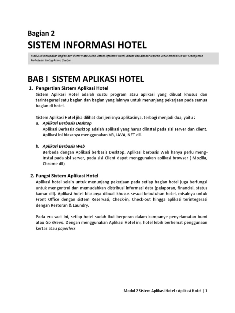 Sistem Informasi Hotel | PDF