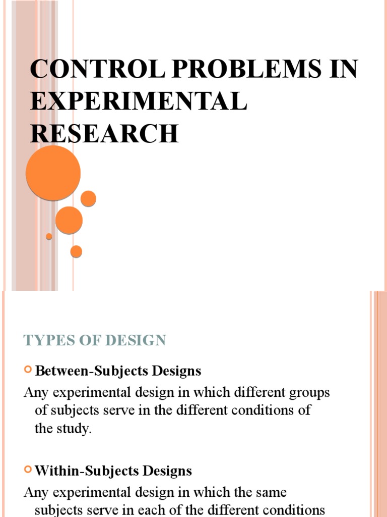 Control Problems in Experimental Research | Download Free PDF ...