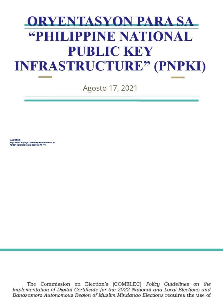Oryentasyon para Sa "Philippine National Public Key Infrastructure" (Pnpki) | PDF | Public Key ...