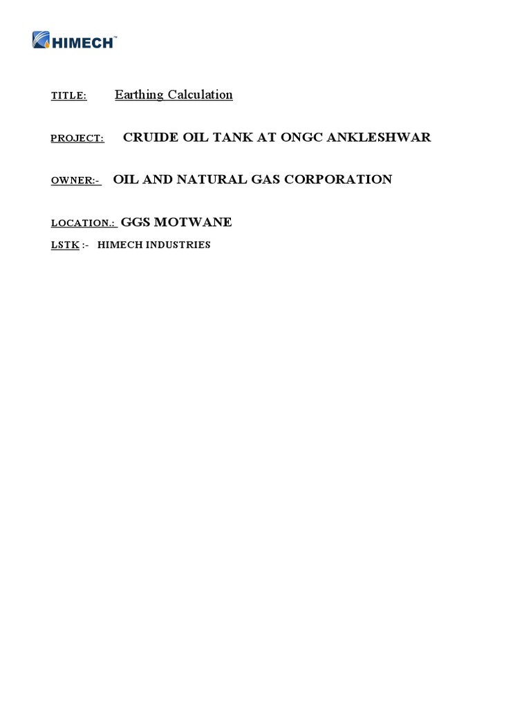 Earthing Calculation for ONGC Tank | PDF | Electrical Resistance And ...