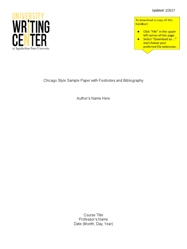 Chicago Style Sample Paper | PDF | A Manual For Writers Of Research ...