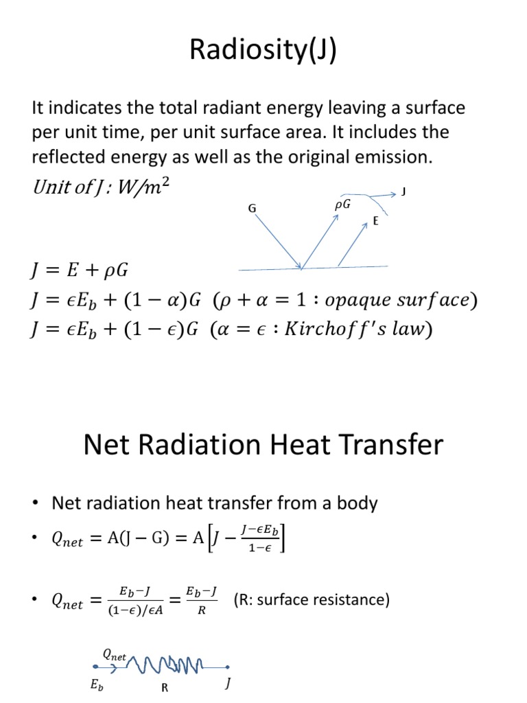 Radiosity (J) : Unit of J: W | PDF | Heat Transfer | Transport Phenomena