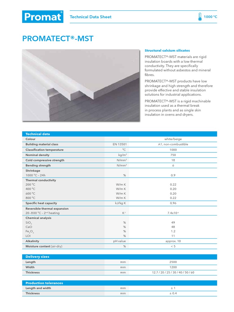 Promatect®-Mst - Technical Data Sheet - English | PDF | Thermal ...
