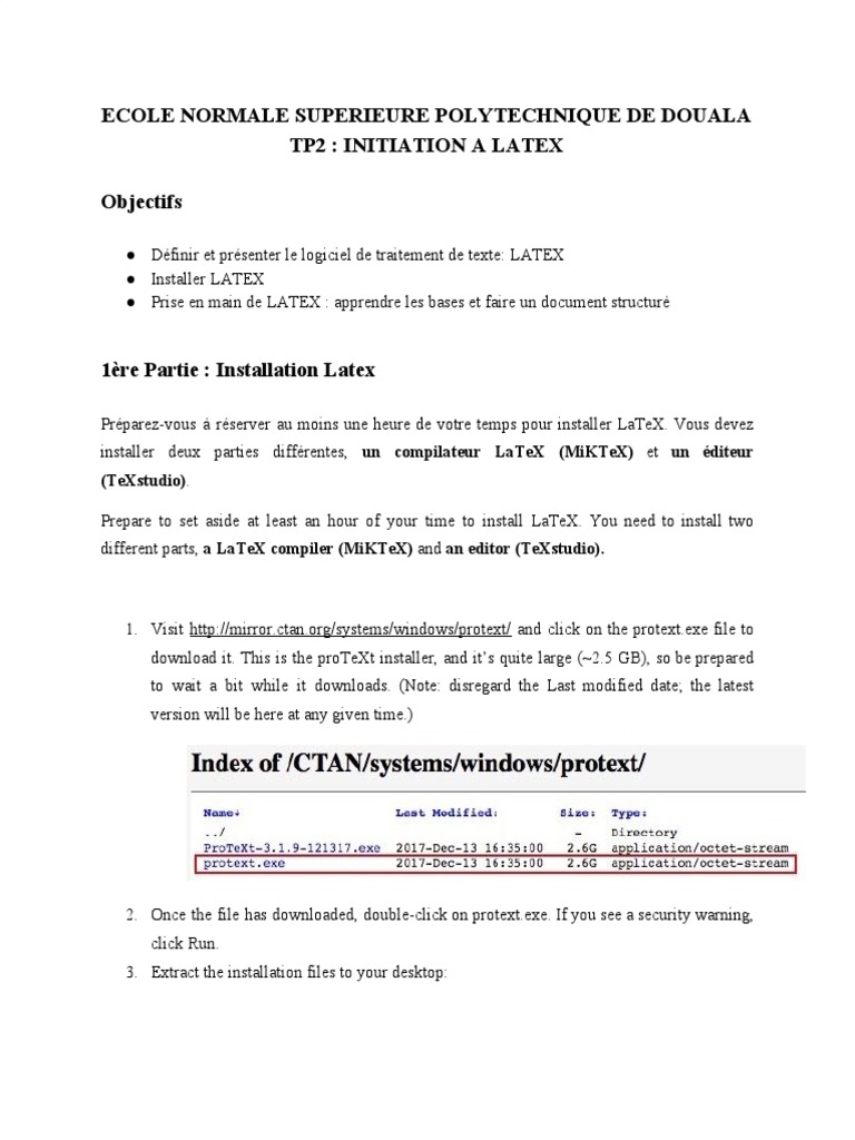 Ecole Normale Superieure Polytechnique de Douala Tp2: Initiation A Latex Objectifs | Download ...