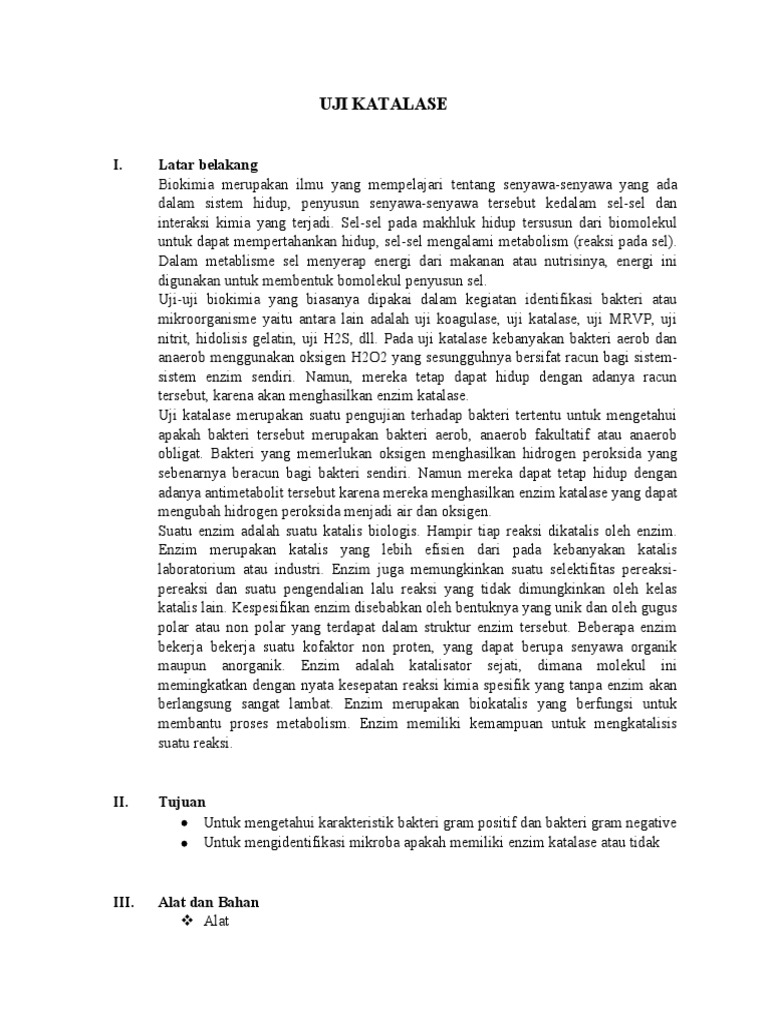Uji Katalase | PDF | Sains & Matematika