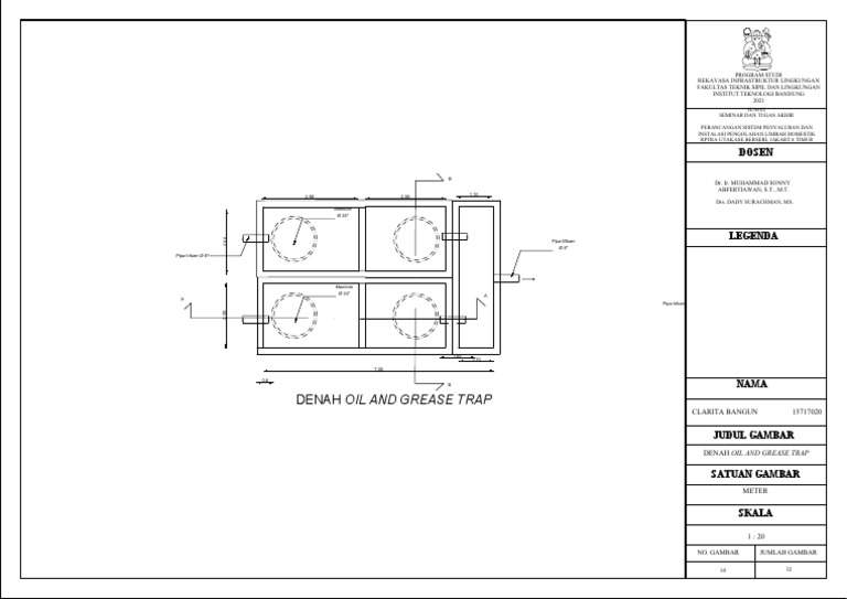 Denah Oil and Grease Trap: Dosen | PDF