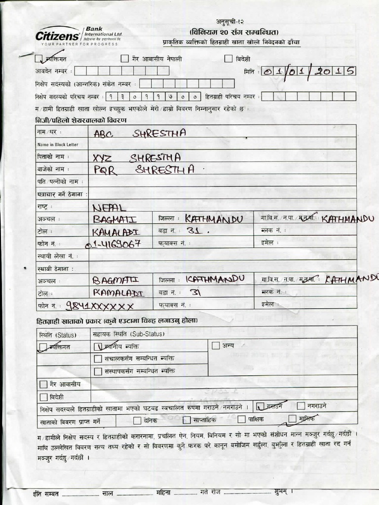 DEMAT Individual AC Opening Sample Form | PDF