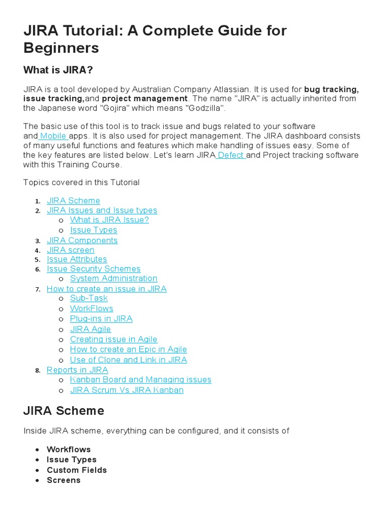 JIRA Tutorial: A Complete Guide For Beginners | PDF | Scrum (Software Development) | Agile ...