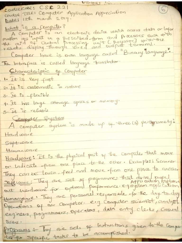 CSC 221 Note-1 | PDF