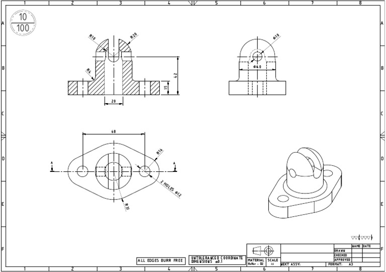Untoleranced Coordinate Dimensions 0.1: Scale Next Assy: Format: A3 ...