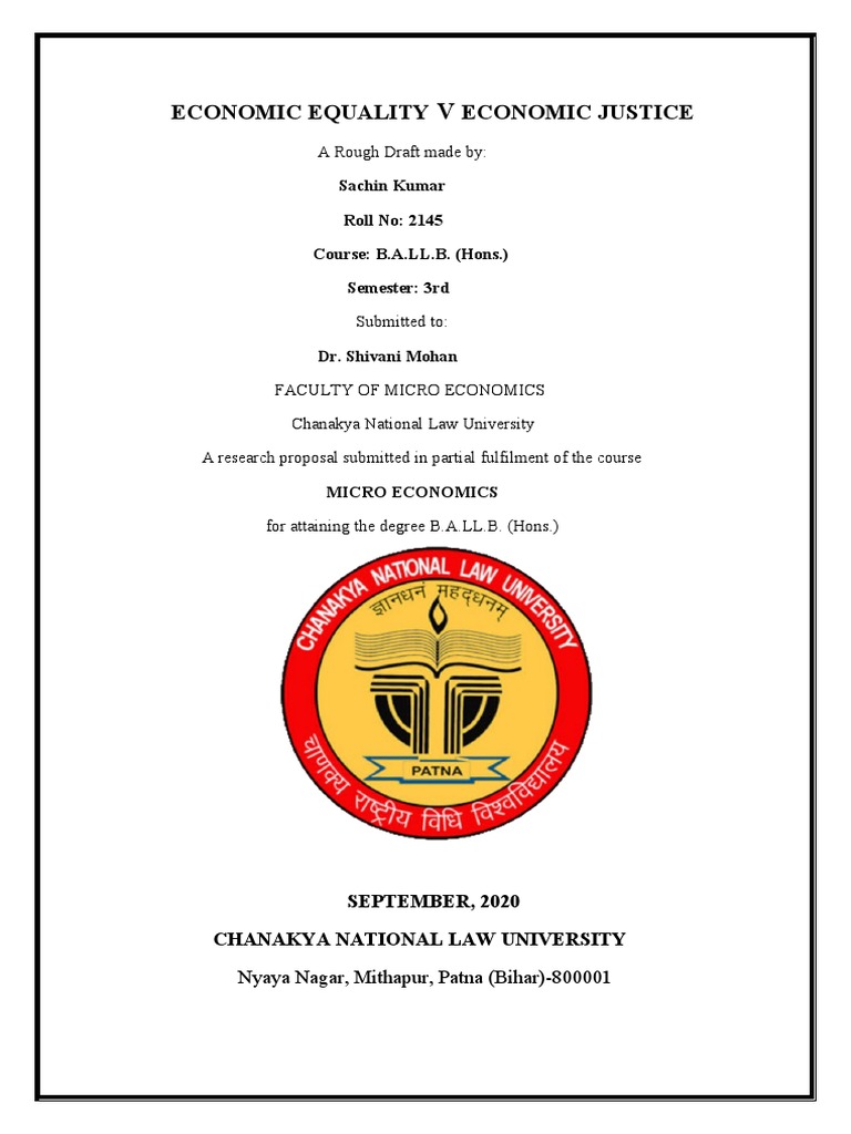 Economic Equality Economic Justice: A Rough Draft Made by | PDF