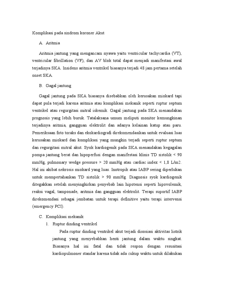 Komplikasi Sindrom Koroner Akut | PDF | Kesehatan Holistik | Sains ...