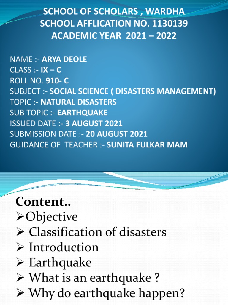 Earthquake Disaster Management Guide | PDF | Fault (Geology) | Earthquakes