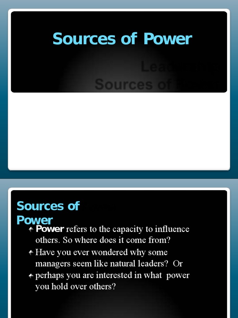 Sources of Power | PDF | Power (Social And Political) | Behavioural ...