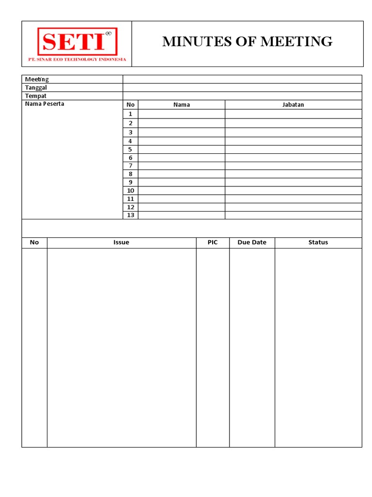 Contoh Format MOM Rapat | PDF