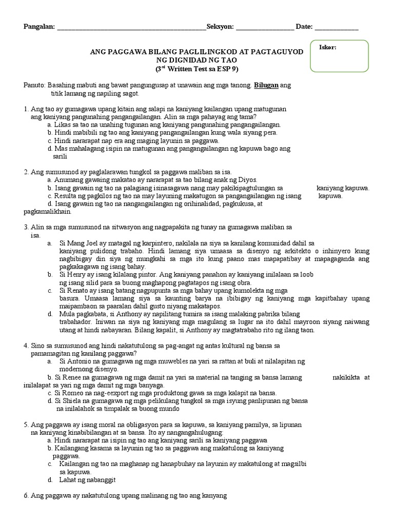 3rd Written and Performance Task | PDF