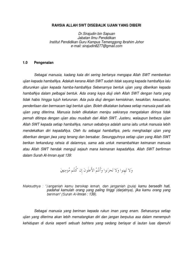 Rahsia Allah SWT Disebalik Ujian Yang Diberi | PDF | Agama & Spiritualitas