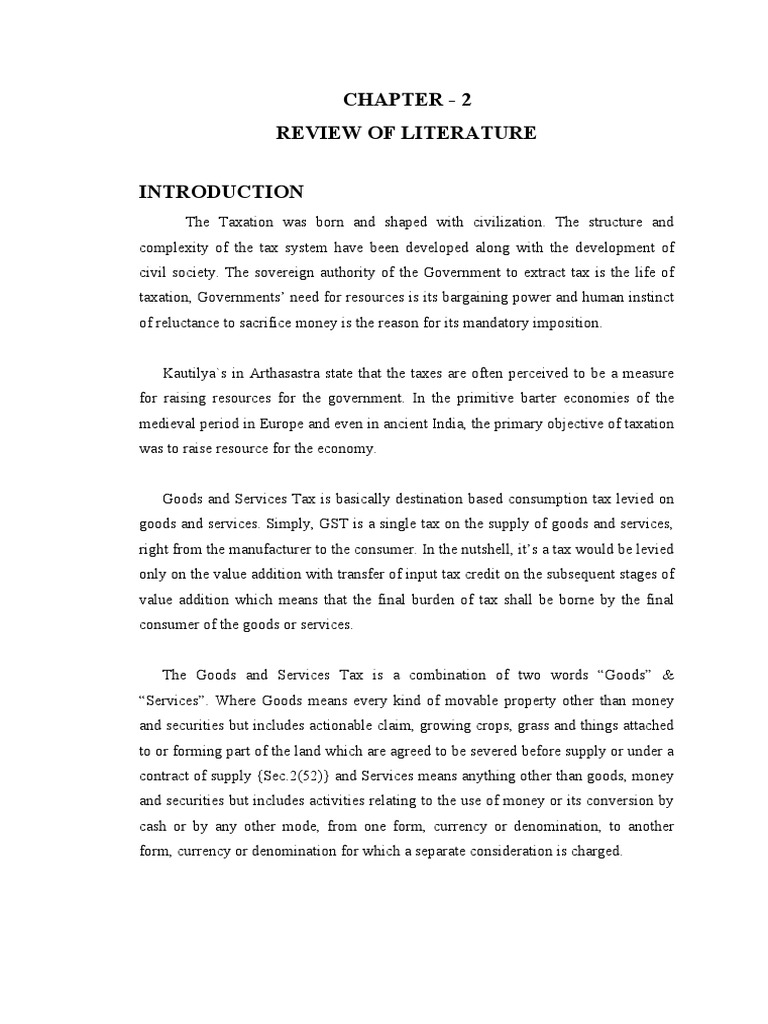 CHAPTER - 2 Literature Review | PDF | Value Added Tax | Taxes