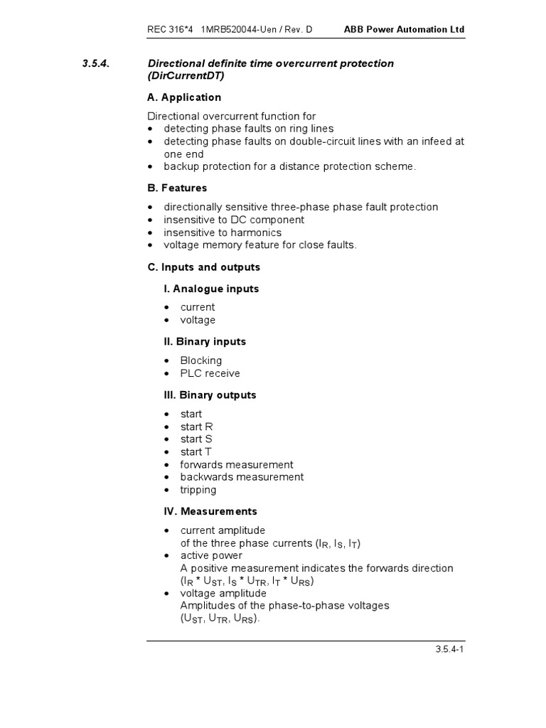 3.5.4. Directional Definite Time Overcurrent Protection (Dircurrentdt ...