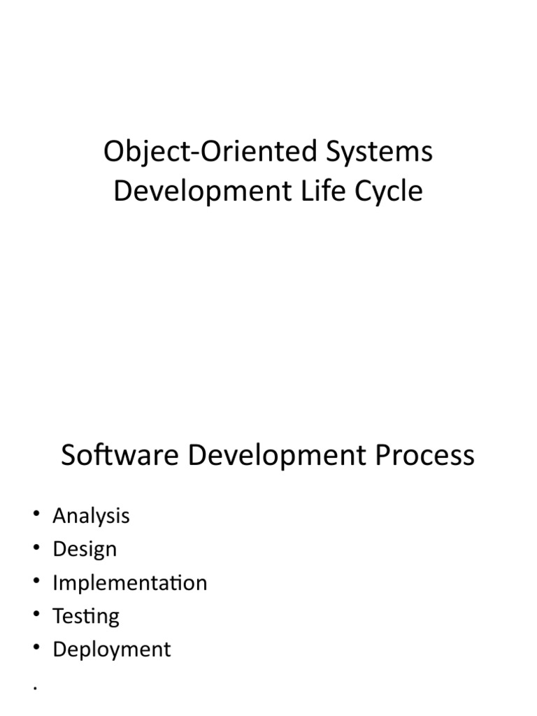 Object-Oriented Systems Development Life Cycle | PDF