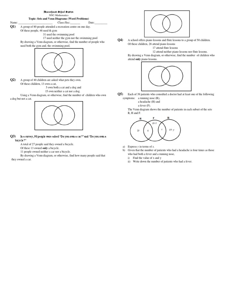 2 Sets Word Problems Print | PDF