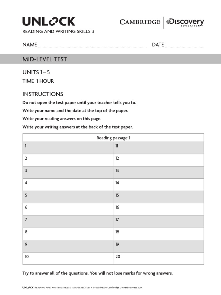 Unlock 3 - Reading - Progress Test 1 | PDF | High Speed Rail | Rail ...