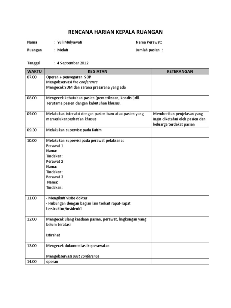 Rencana Harian Karu | PDF