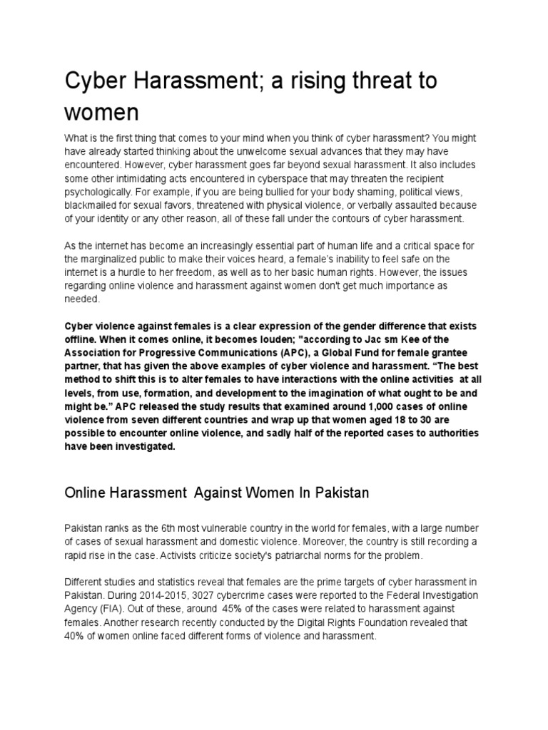 Cyber Harassment: Women's Safety Online | PDF | Cybercrime | Sexual ...