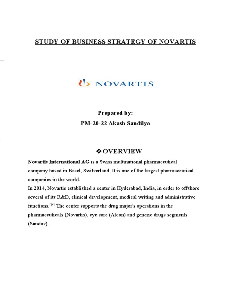 Study of Business Strategy of Novartis: Overview | PDF | Novartis ...