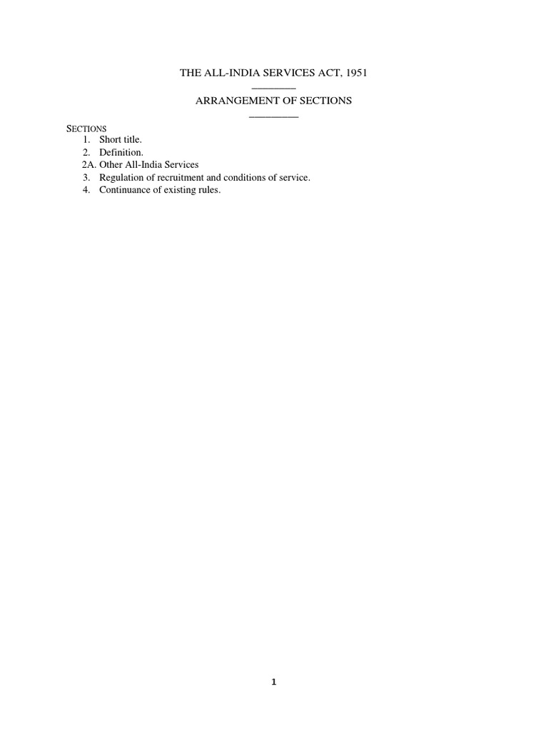 The All-India Services Act, 1951 - Arrangement of Sections | PDF ...