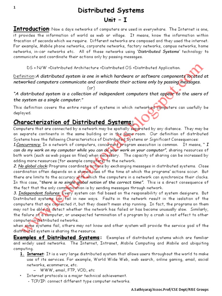 Unit - I: Examples of Distributed Systems | PDF | World Wide Web ...