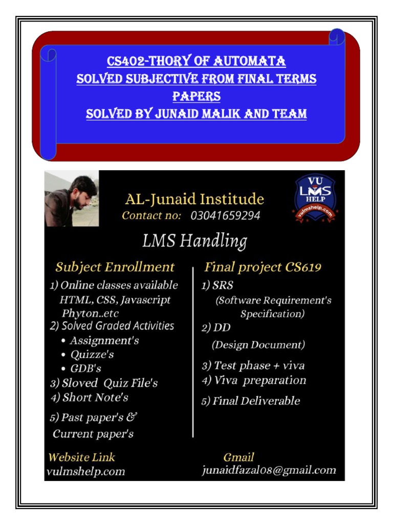 CS402 Solved Subjective Final Term by JUNAID | PDF | Theoretical ... CS402 Solved Subjective Final Term by JUNAID | PDF | Theoretical ...